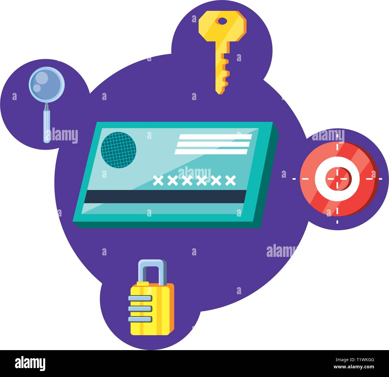 credit card with security icons vector illustration design Stock Vector ...