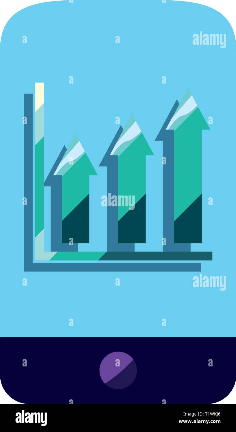 cellphone chart arrows report app vector illustration Stock Vector ...