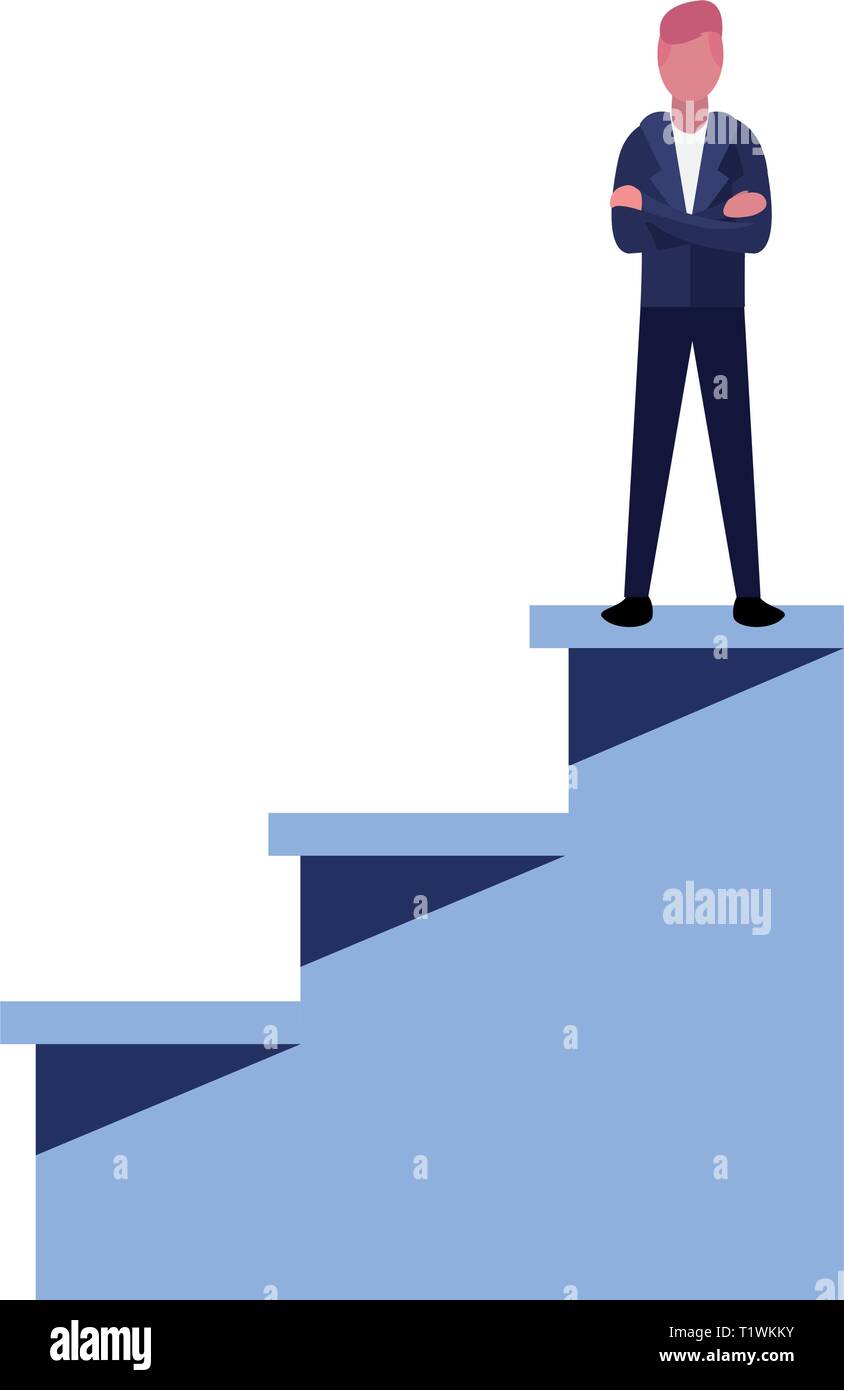 businessman on top success ladder vector illustration Stock Vector ...