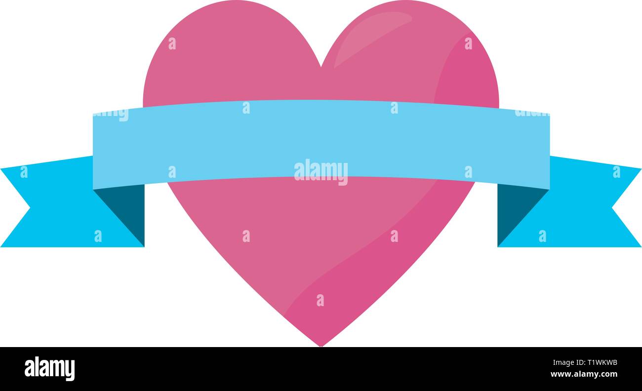 pink love heart ribbon on white background vector illustration Stock ...