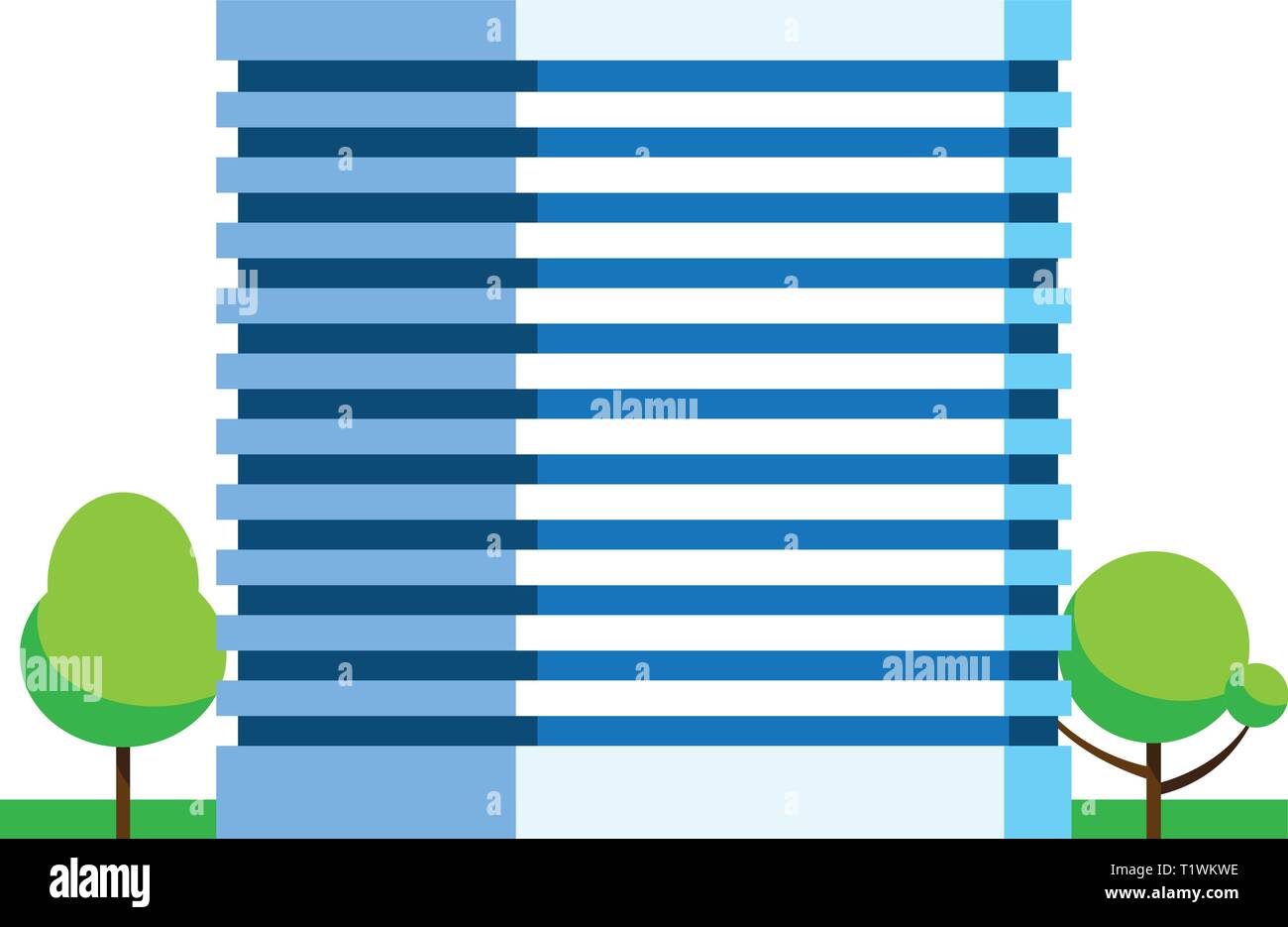 urban building in camp field with trees vector illustration design ...