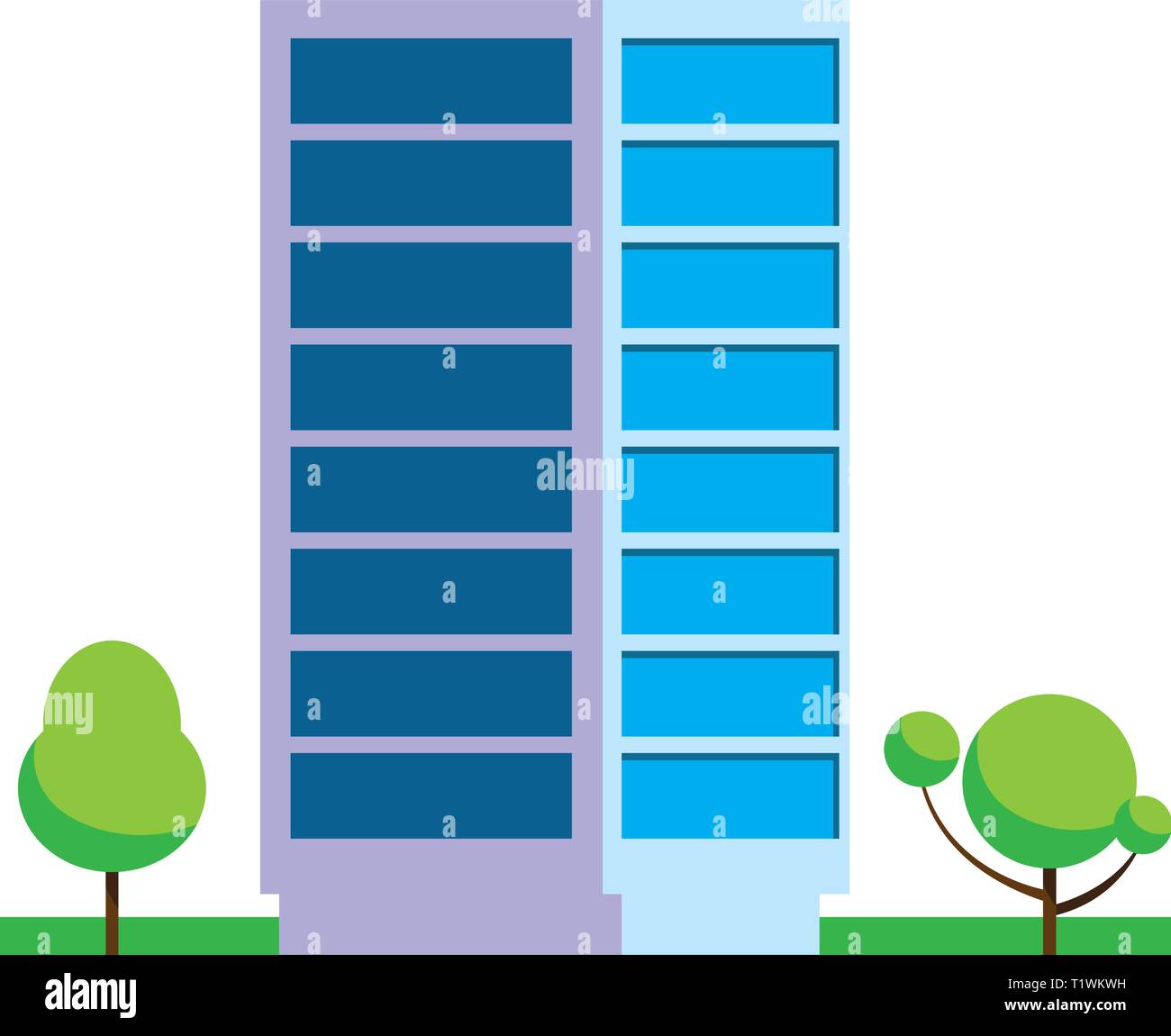 urban building in camp field with trees vector illustration design ...