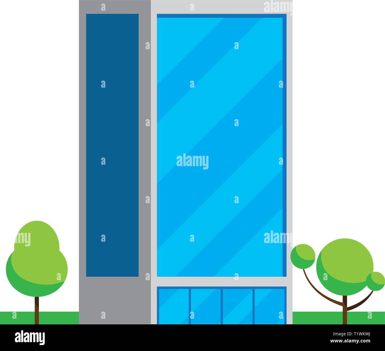 urban building in camp field with trees vector illustration design ...