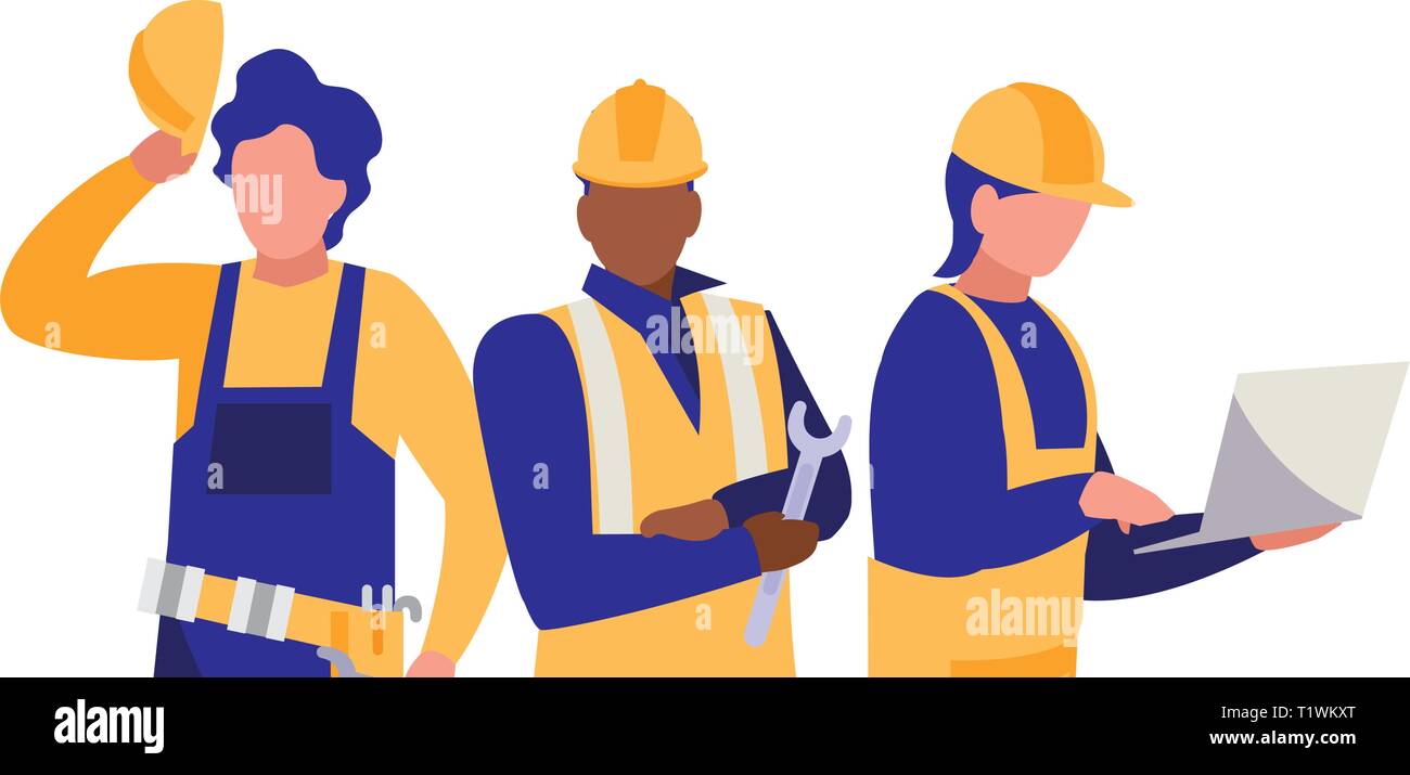 group of men builders working vector illustration design Stock Vector ...