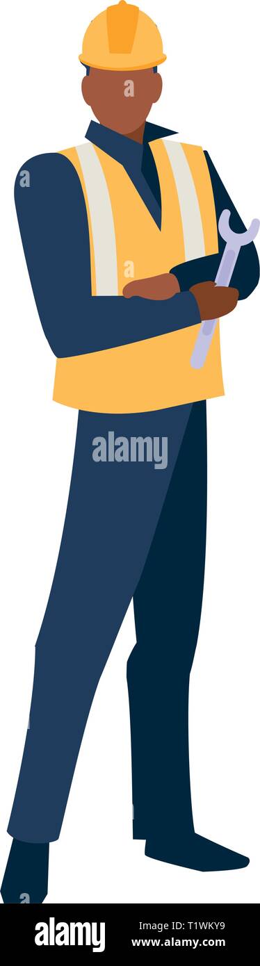 industrial worker black avatar character vector illustration design ...