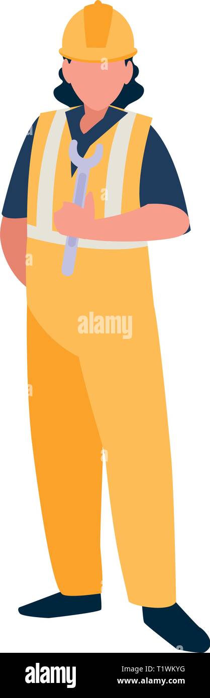 industrial worker with tools avatar character vector illustration ...