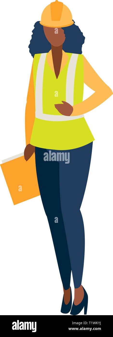 female industrial black worker character vector illustration design ...