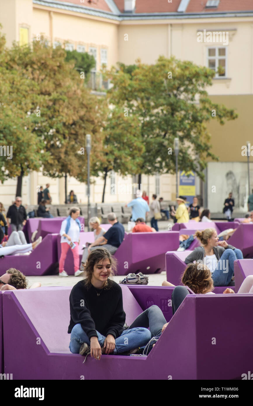 Vienna, Austria - September , 15, 2019: Tourists, young couples ...