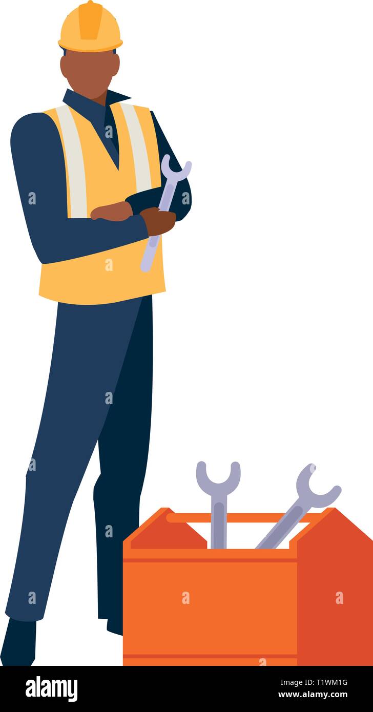 industrial worker black avatar character vector illustration design ...