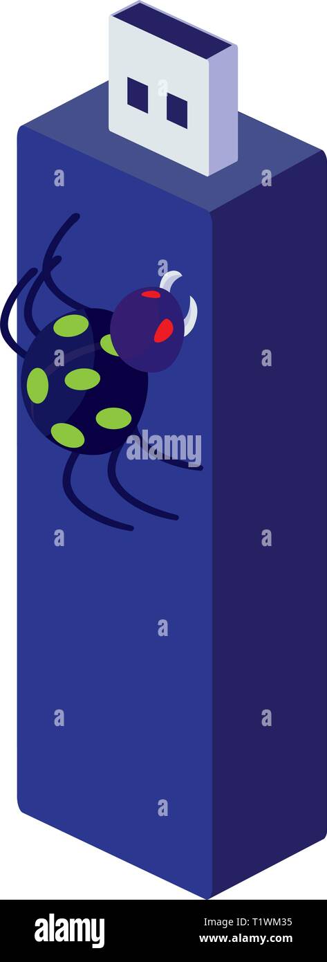 usb memory with bug atack vector illustration design Stock Vector Image ...