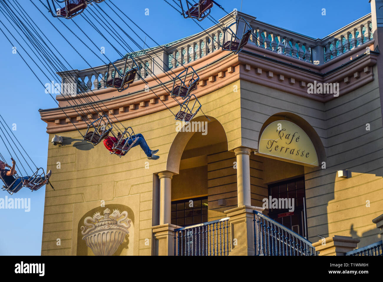 Vienna, Austria - September , 16, 2019: Side view of kids having fun at ...