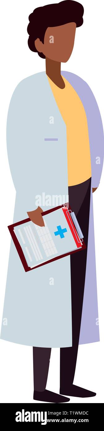 male black doctor with checklist vector illustration design Stock ...