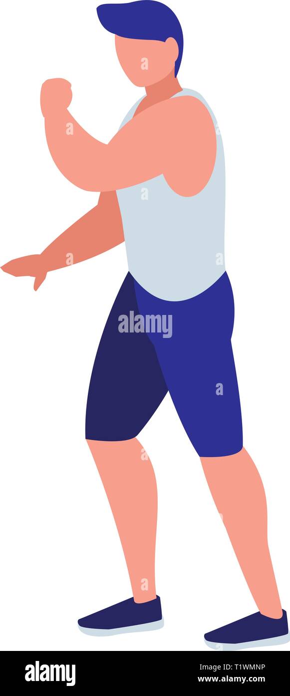 athletic man practicing exercises vector illustration design Stock ...