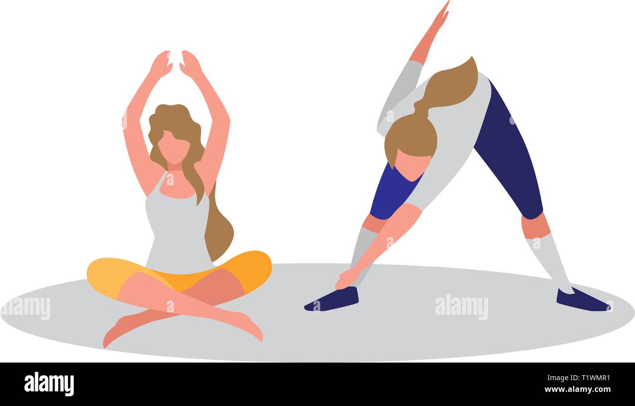 athletic women practicing exercises vector illustration design Stock ...