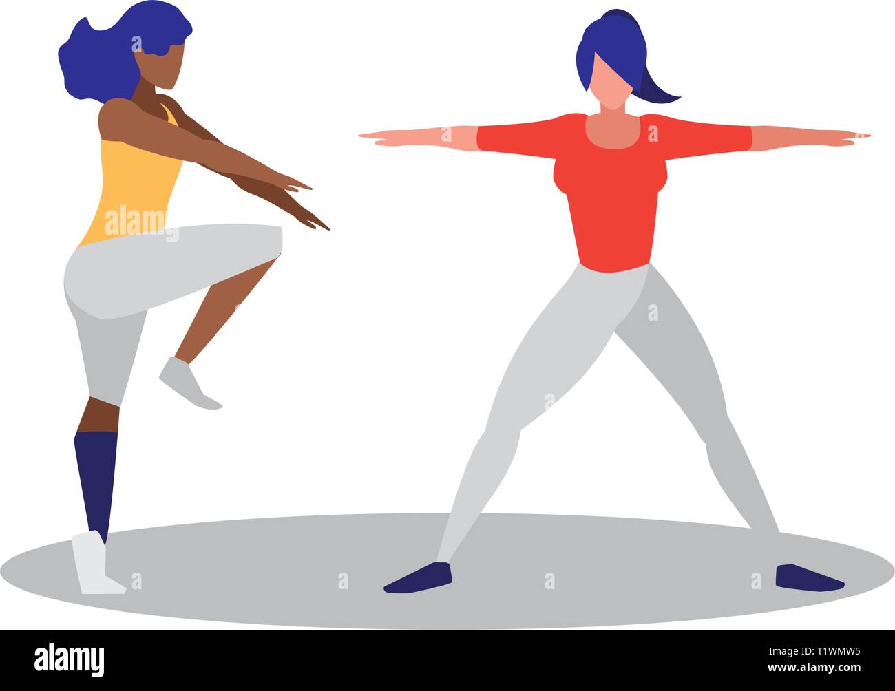 athletic women practicing exercises vector illustration design Stock ...