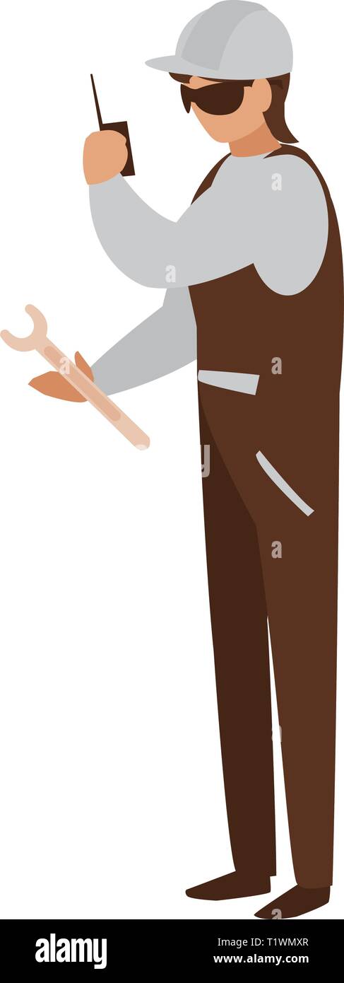 industrial worker with tools avatar character vector illustration ...