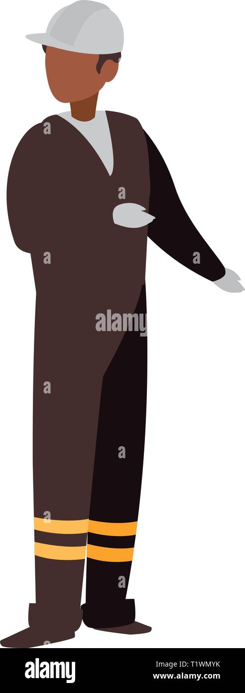 industrial worker black avatar character vector illustration design ...