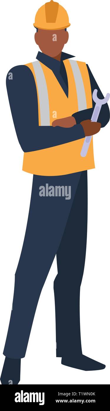 industrial worker with tools avatar character vector illustration ...
