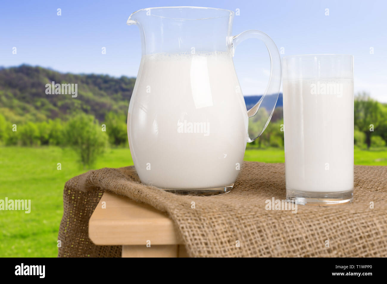 Pitcher with some milk Stock Photo - Alamy