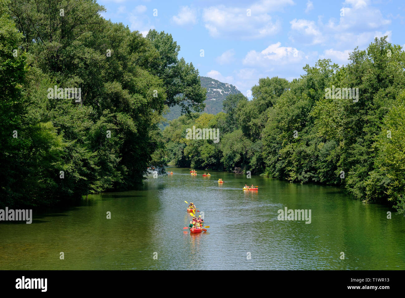 Laroque (south of France): canoeing on the Herault river *** Local ...