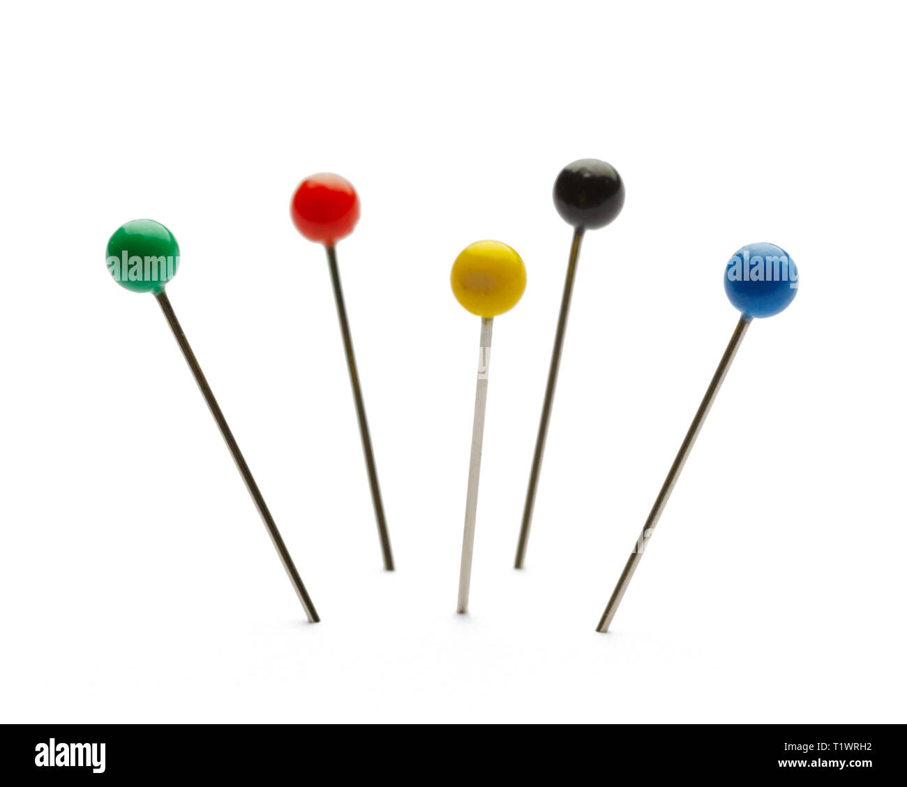 Push pins isolated on white background Stock Photo - Alamy