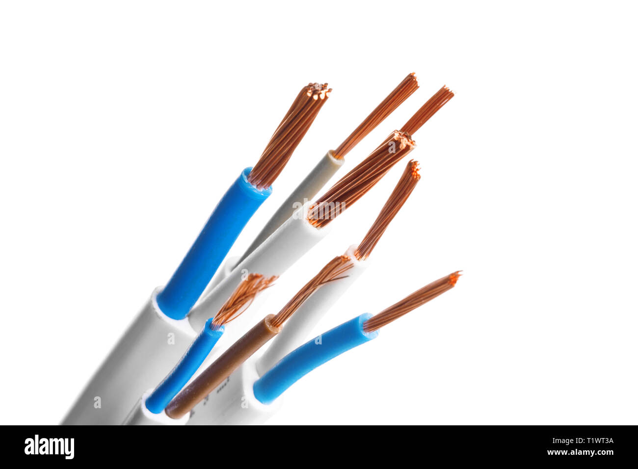 Electric screened cable with many wires isolated on white Stock Photo ...