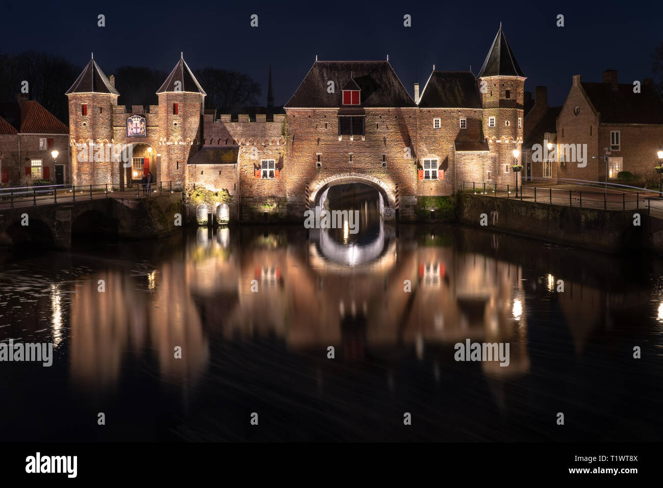 Medieval Fortified Wall in the center of an old Dutch city on the ...