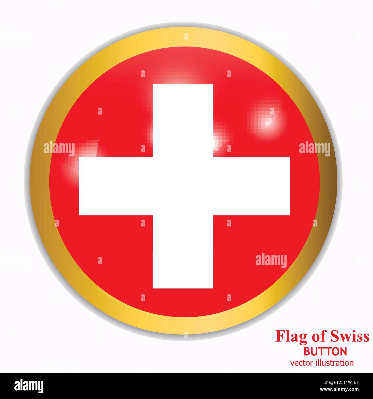 Bright button with flag of Swiss. Swiss National Day background. Bright ...