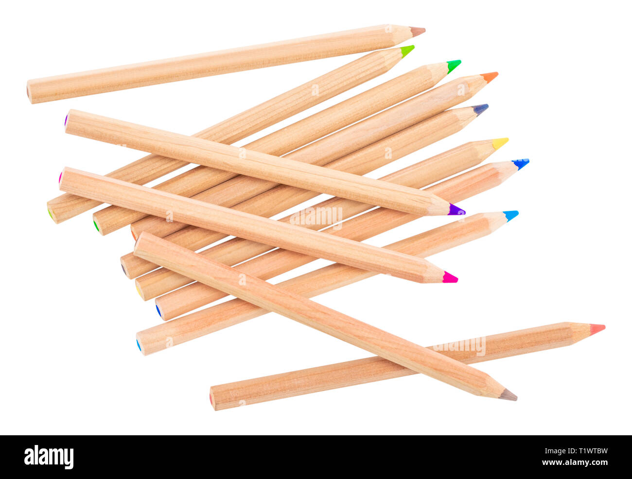 assorted color pencils, isolated on white background Stock Photo - Alamy