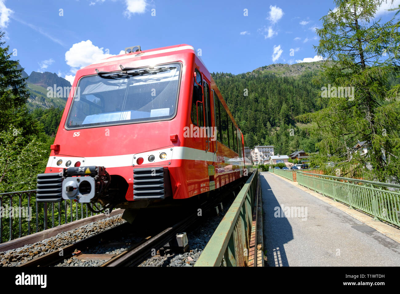 Montroc (Upper Savoy, eastern France): train in the Valley of Chamonix ...