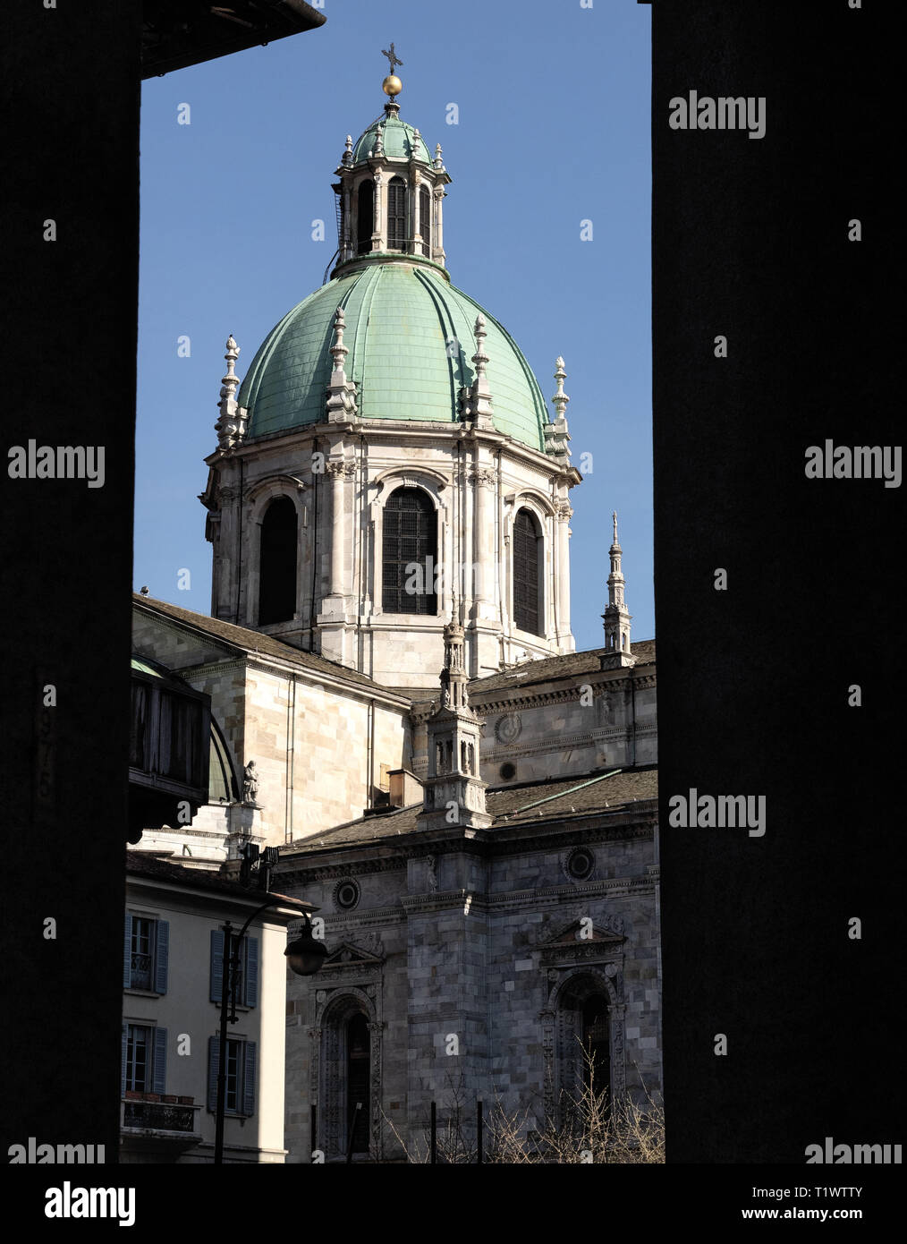 dome of the medieval cathedral of Como, a renowned tourist destination ...