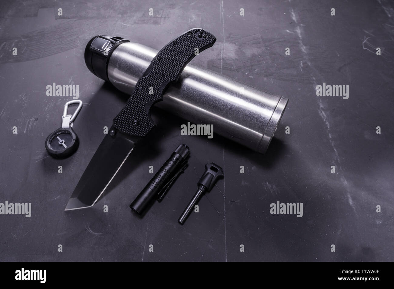 Accessories and tools for the tourist. Urban tools. View at an angle ...