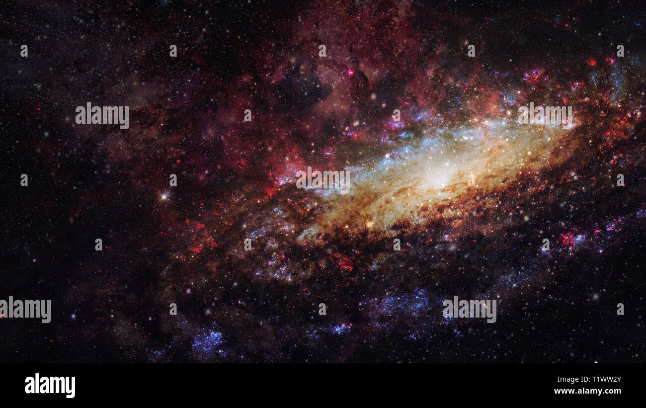 Nebula and galaxies in deep space. Dark background. Elements of this ...