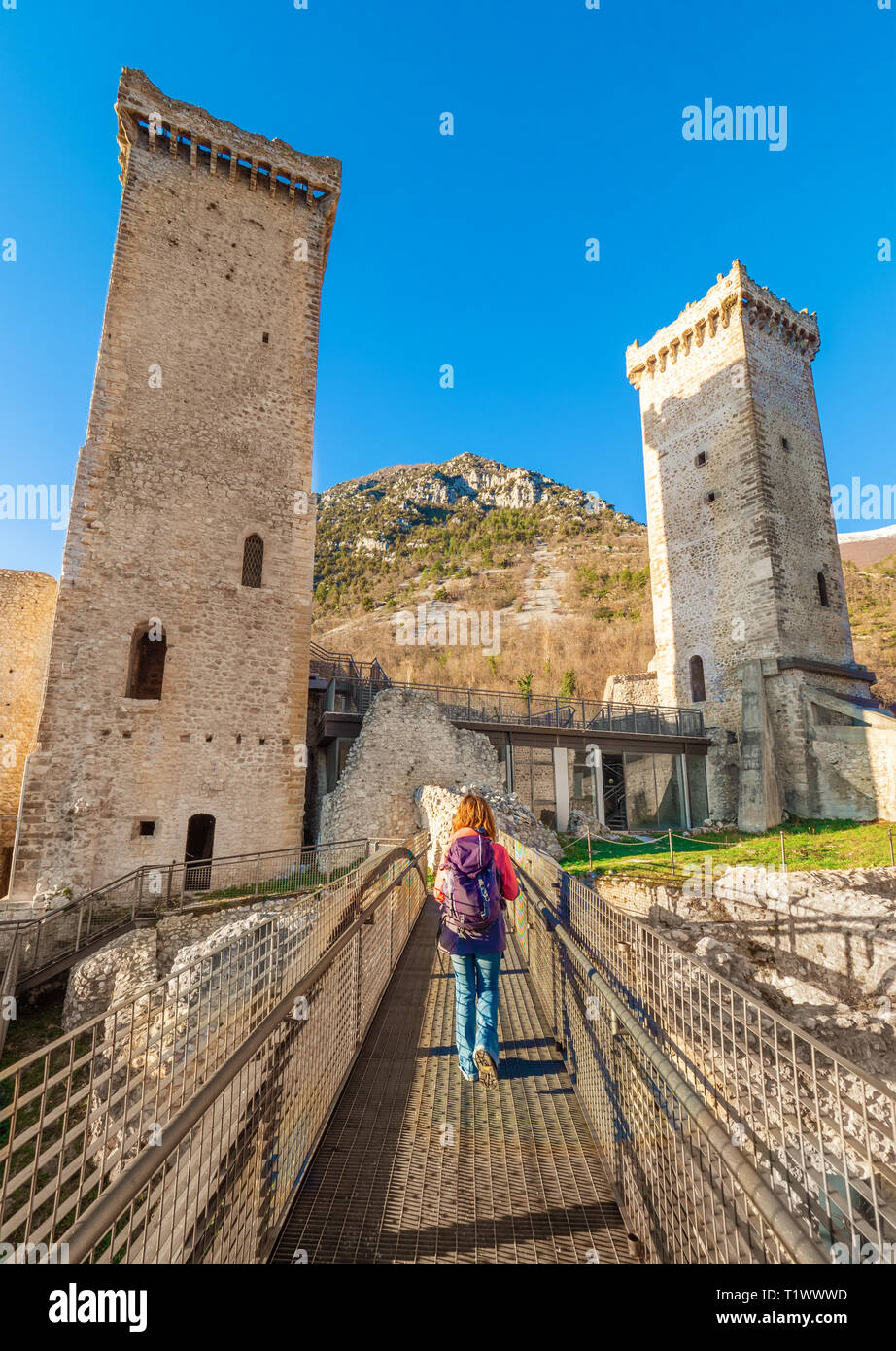 Pacentro (Italy) - A little medieval town with old towers beside ...