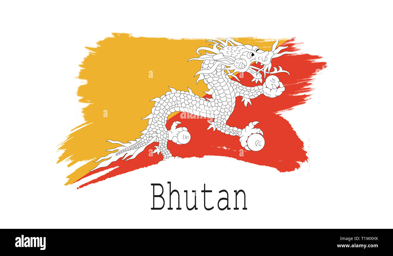Bhutan flag on white background, 3d rendering Stock Photo - Alamy