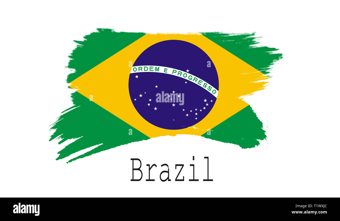 Brazil flag on white background, 3d rendering Stock Photo - Alamy