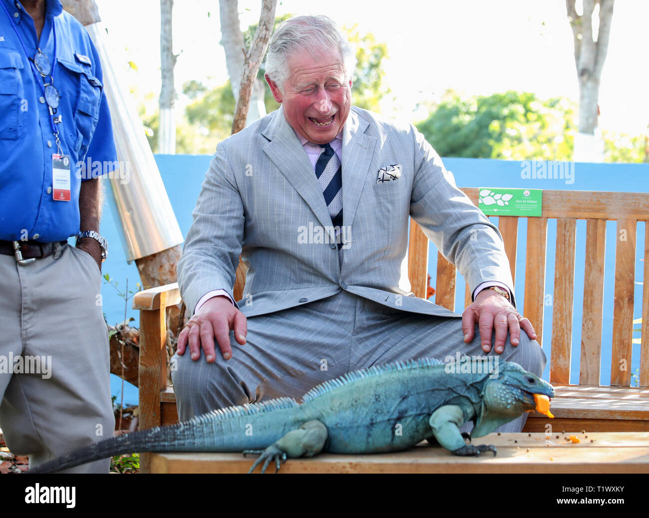 The Prince of Wales with a blue iguana called Peter at the Queen ...
