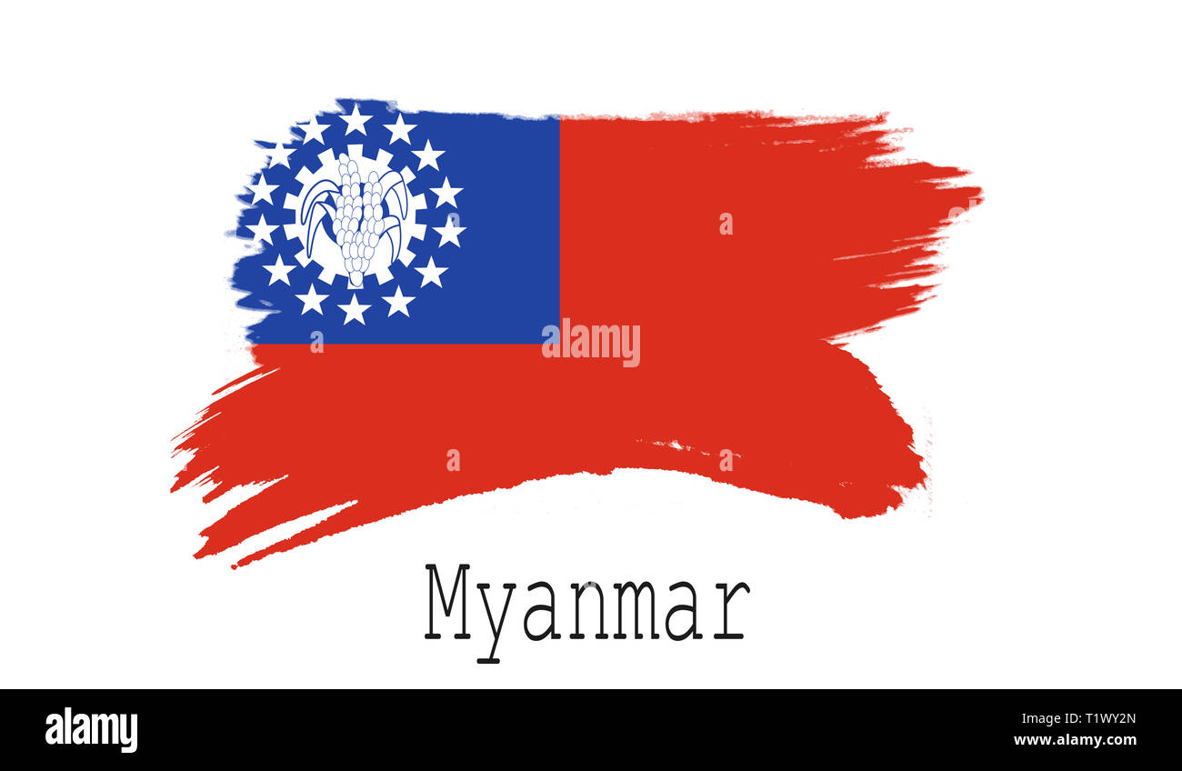 Myanmar flag on white background, 3d rendering Stock Photo - Alamy
