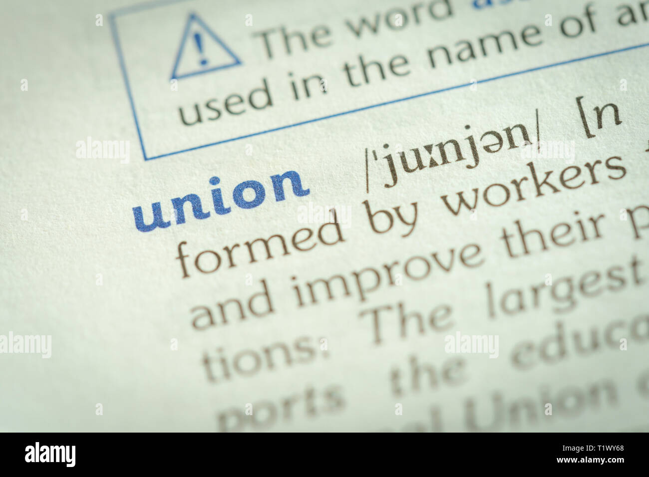 Dictionary definition word union hi-res stock photography and images ...