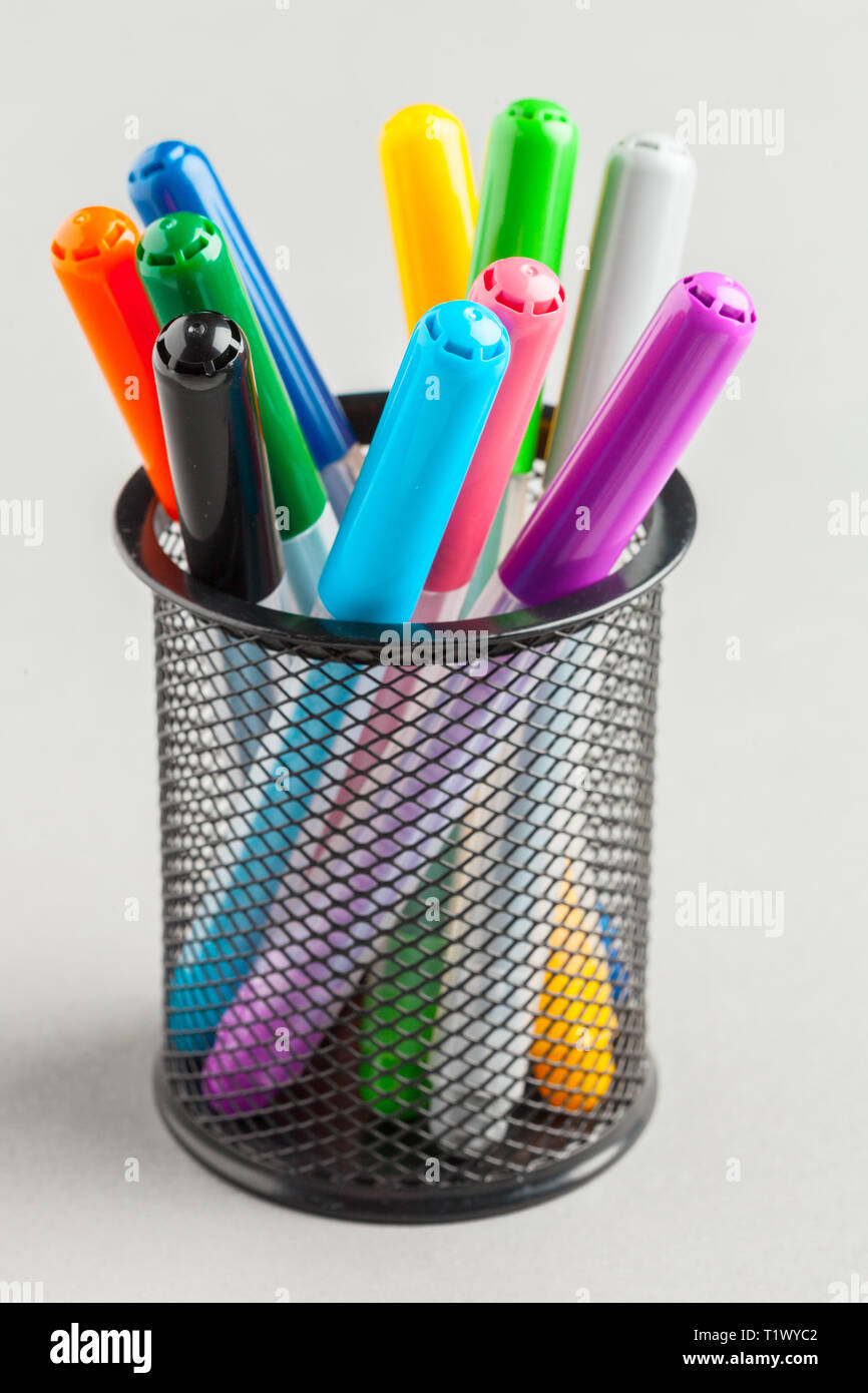 Colorful stationery on a white background Stock Photo - Alamy