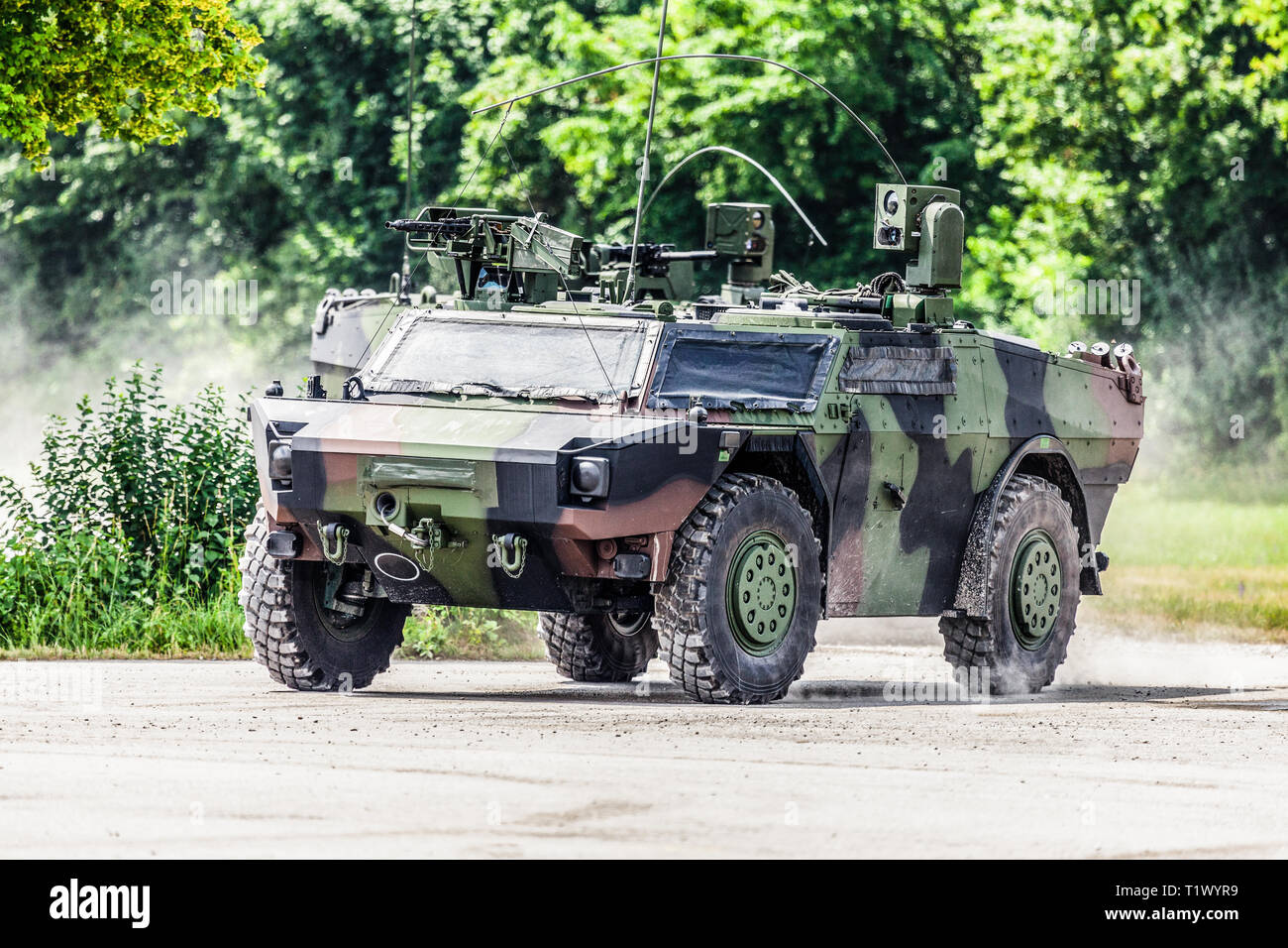 German light armoured reconnaissance vehicle drives on a road Stock ...