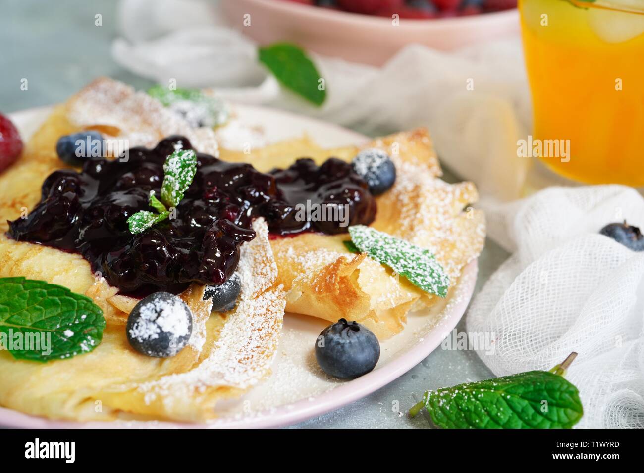 French crepes fresh fruits hi-res stock photography and images - Alamy
