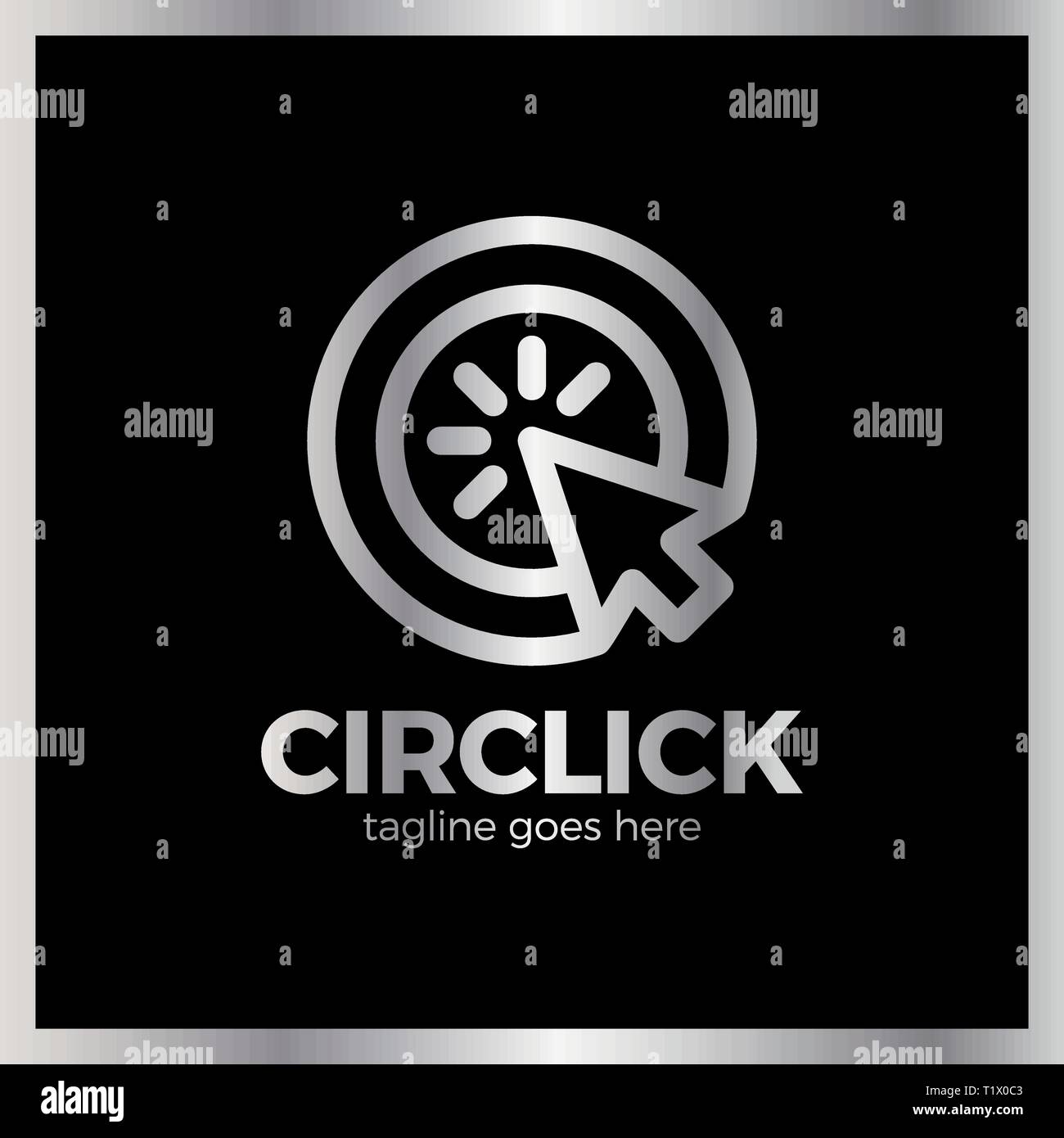 Circle Arrow Click Icon. Line Mouse cursor Logotype Stock Vector Image ...
