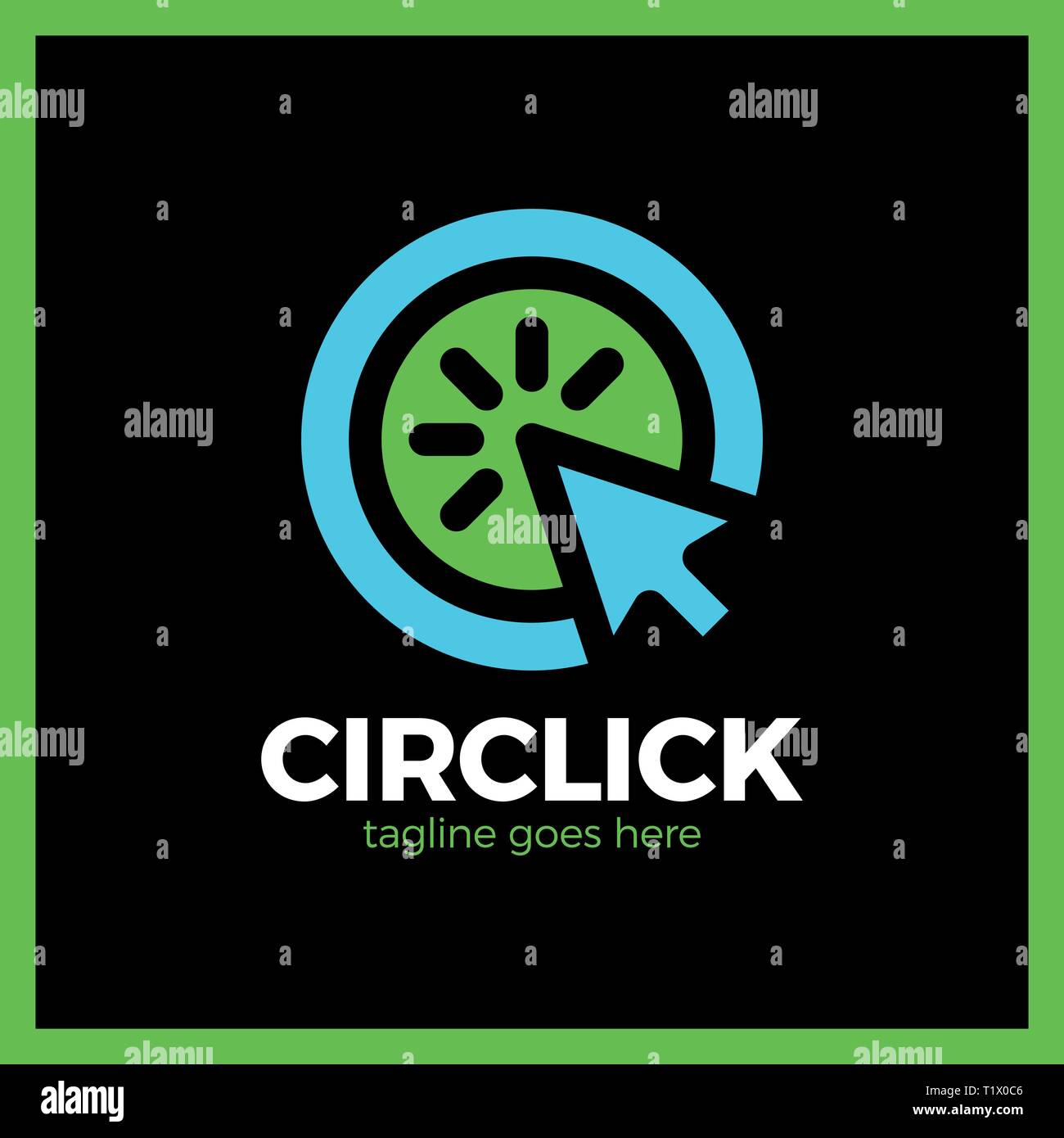 Circle Arrow Click Icon. Line Mouse cursor Logotype Stock Vector Image ...