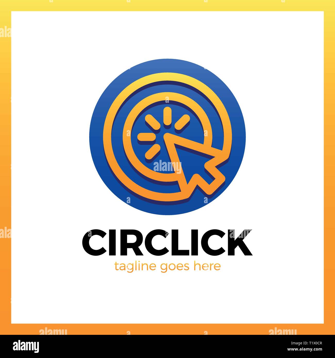 Circle Arrow Click Icon. Line Mouse cursor Logotype Stock Vector Image ...