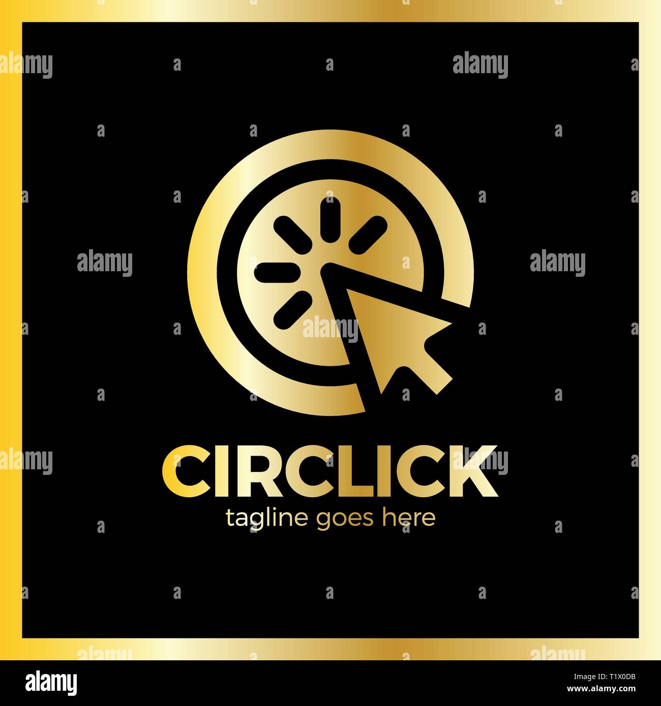 Circle Arrow Click Icon. Line Mouse cursor Logotype Stock Vector Image ...