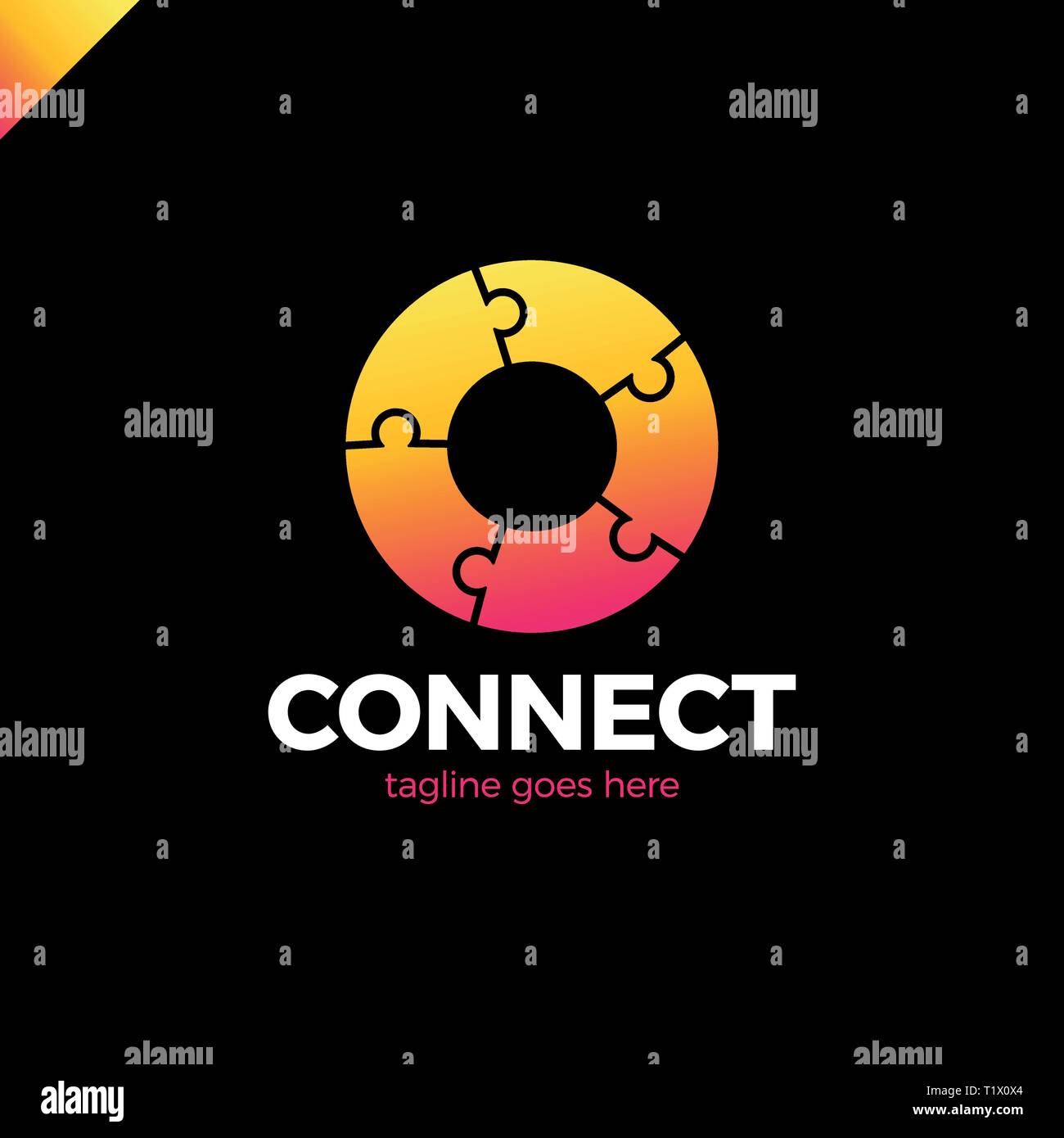 O letter icon template. Puzzle connectivity Technology network digital ...