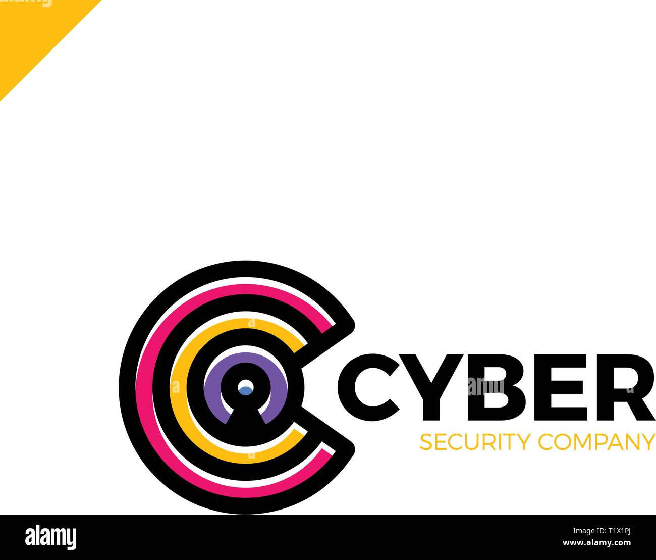 Cyber Security and defender line Letter C logotype design template ...