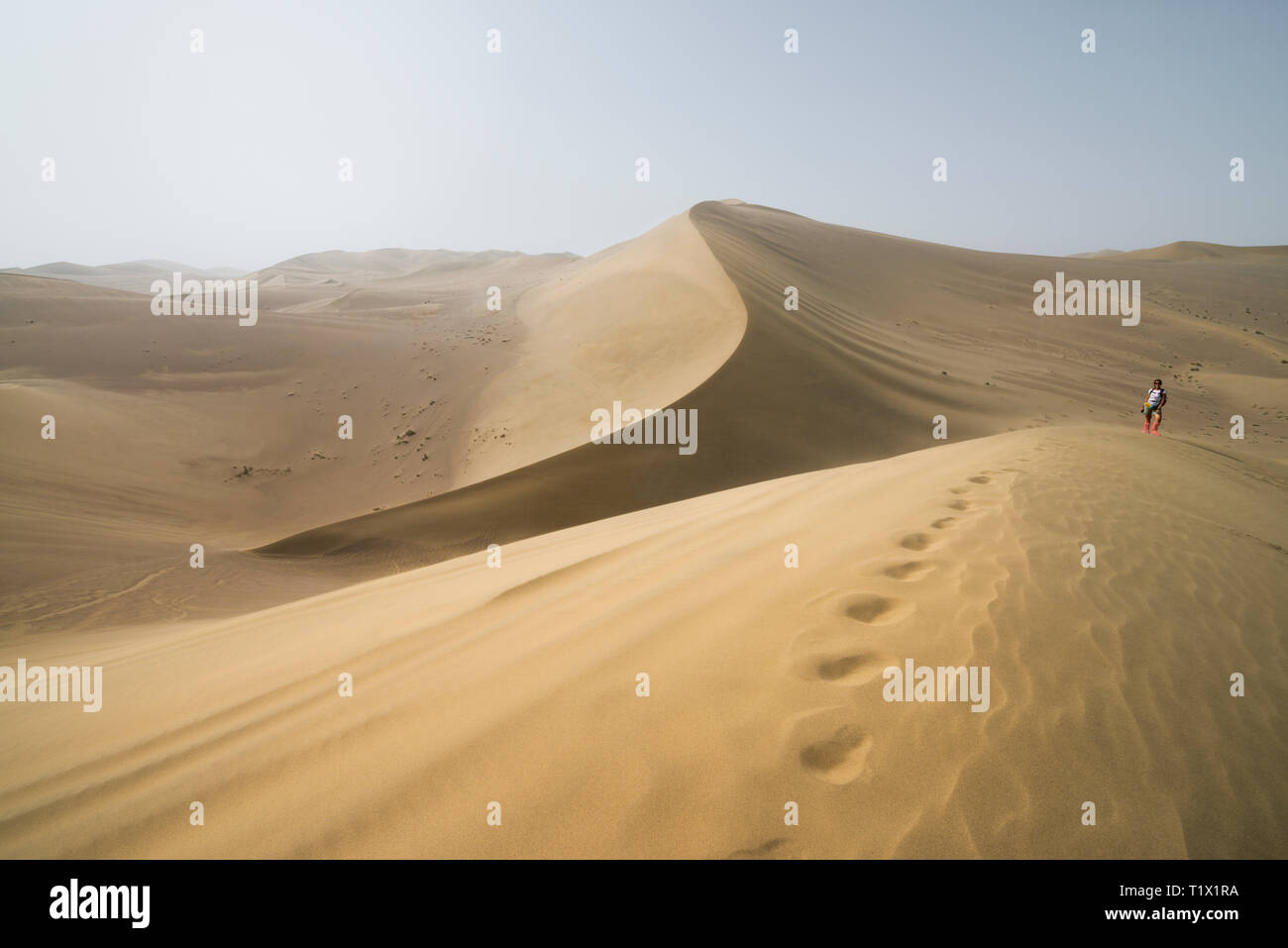 Gobi Desert, China - 08 07 2016 : Hike in the Gobi desert. Sand dunes ...