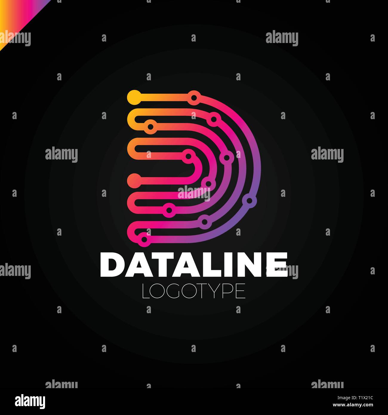 Letter D design template,Technology abstract dot connection cross vector logo icon circle ...